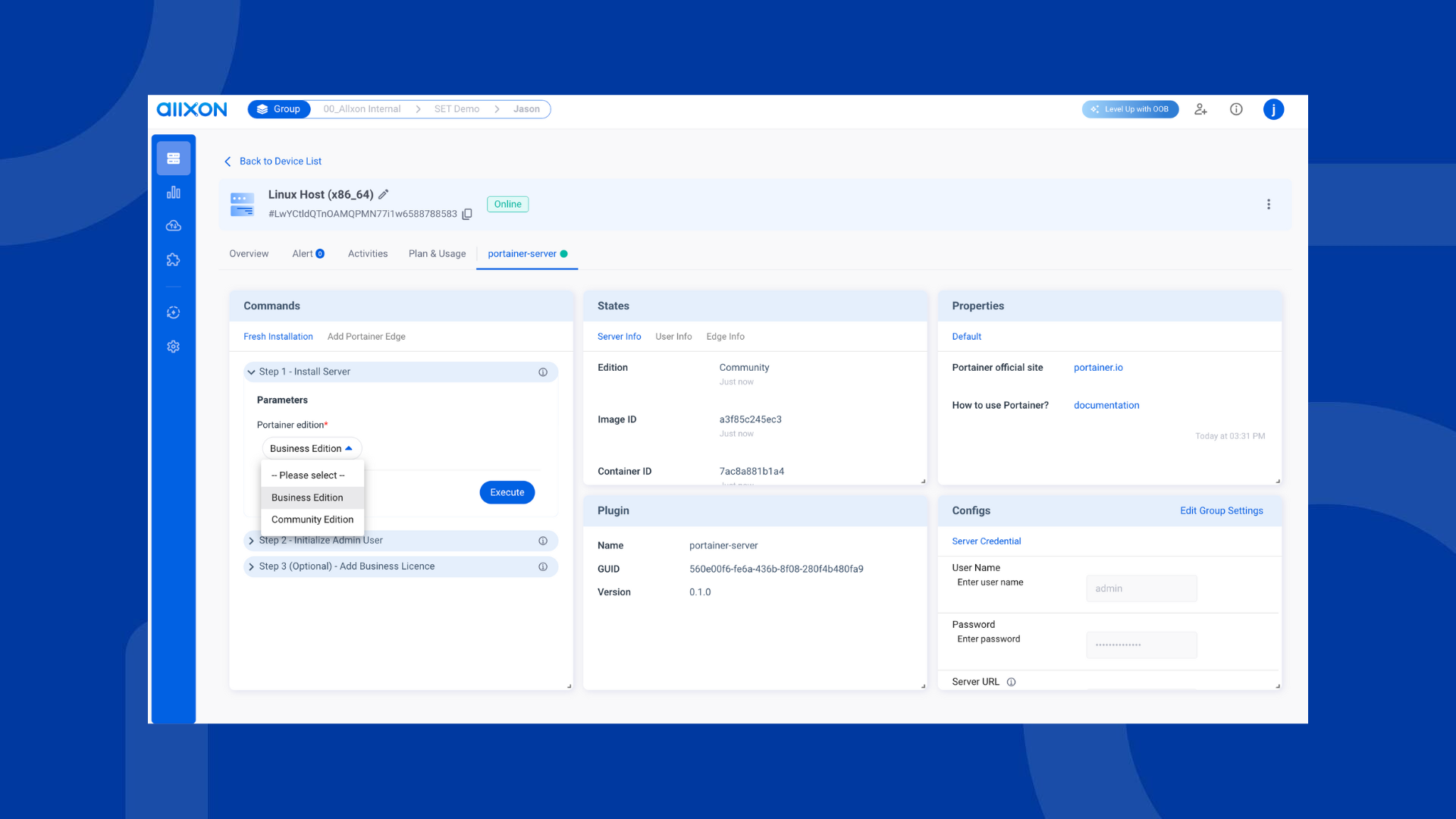 Portainer Business Edition Plugin | Allxon Plugin Station